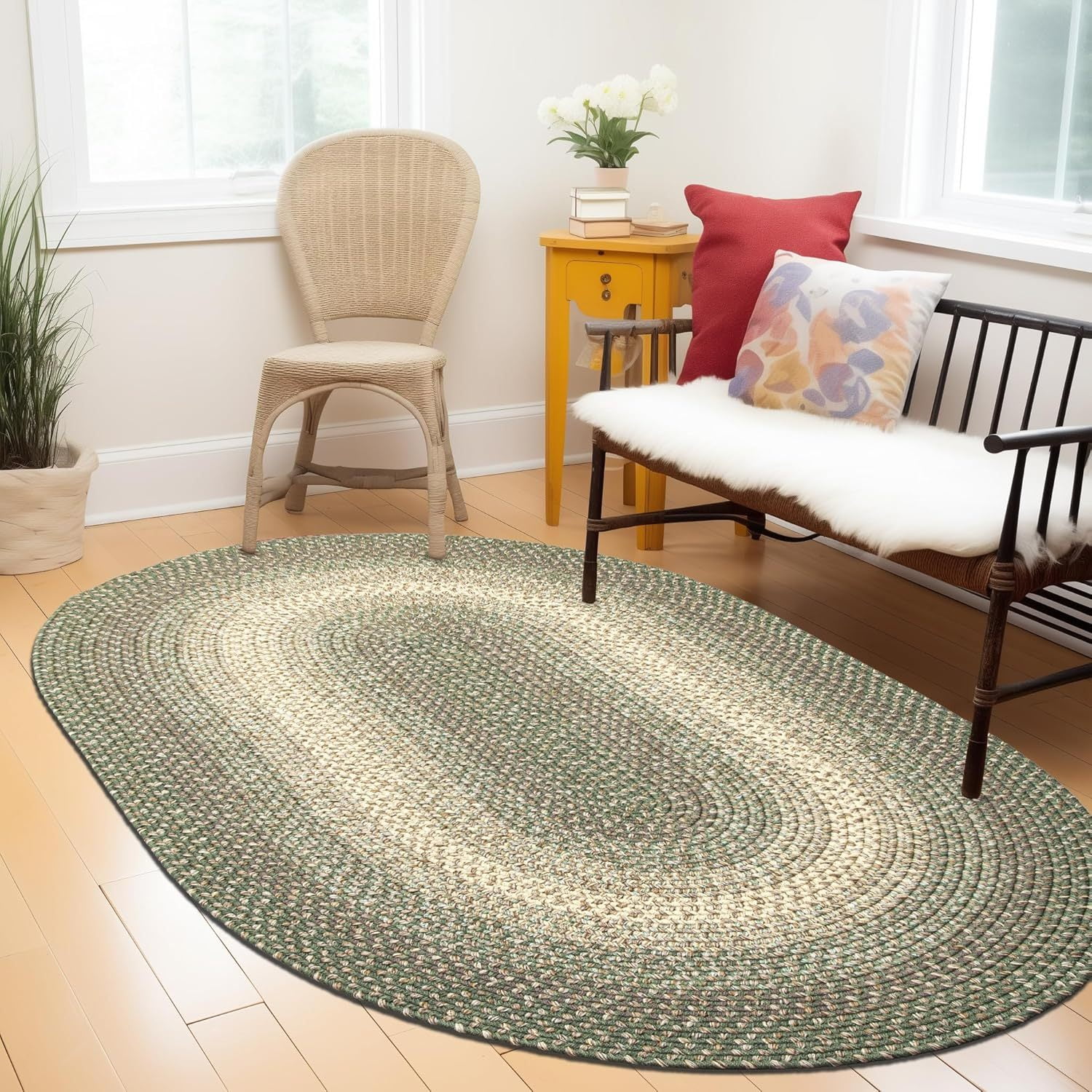 Super Area Rugs Braided Rugs 3X5 Farmhouse Kitchen Rug - Ridgewood ...