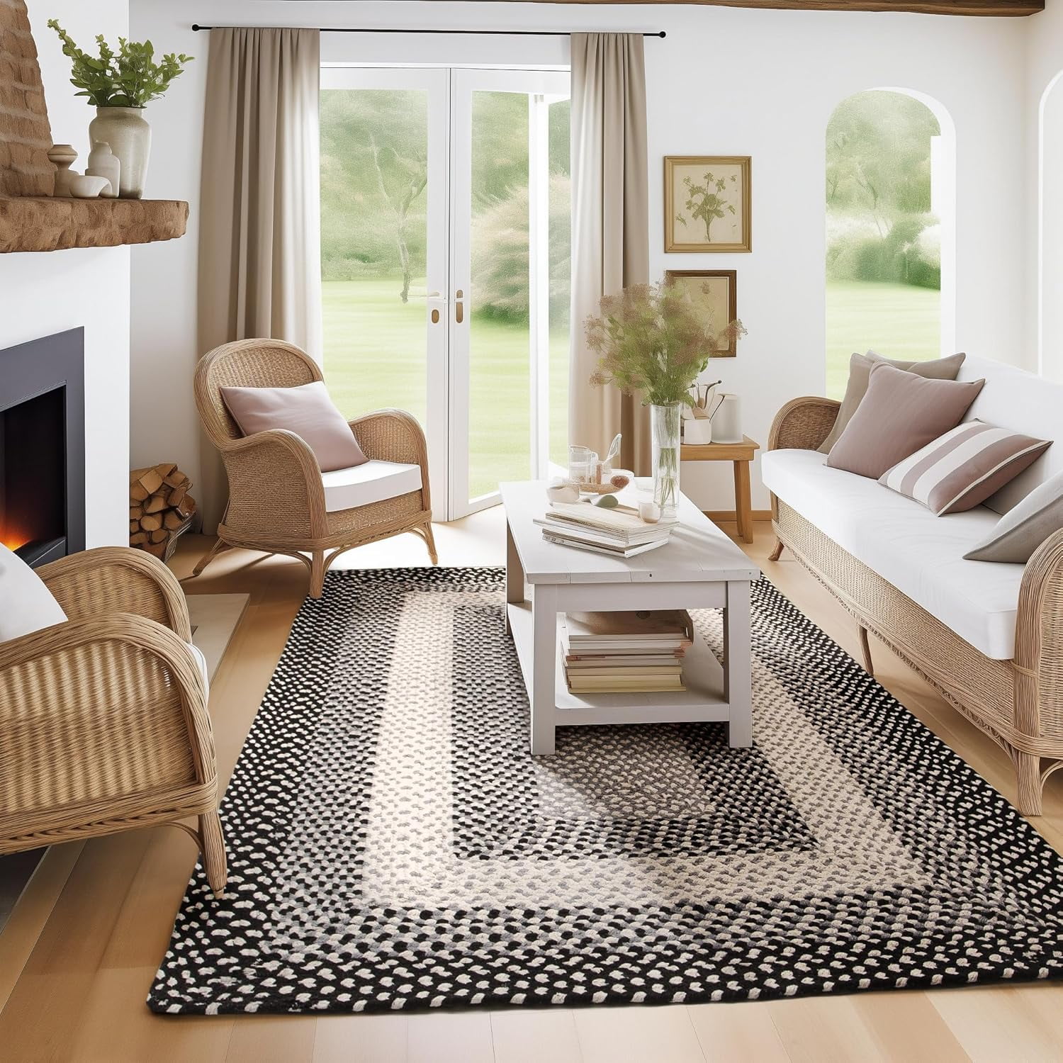 Super Area Rugs Farmhouse Braided Rug - Natural Soft Cotton Carpet for ...