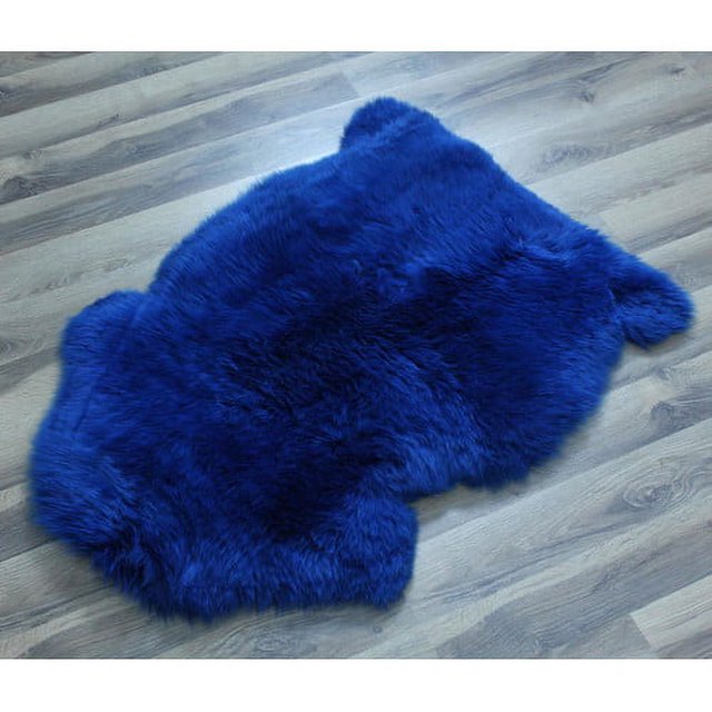 Super Area Rugs, Genuine Australian Sheepskin Blue Fur Rug, Single Pelt ...