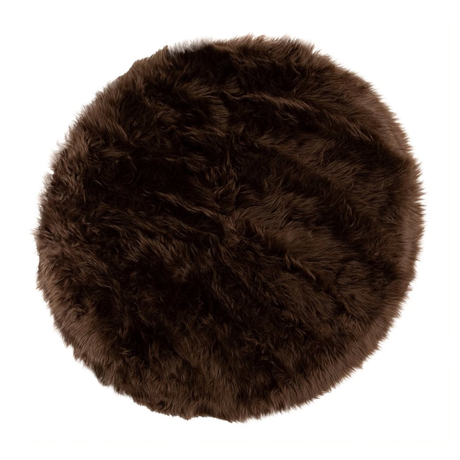 Super Area Rugs Plush Round 3 Foot Faux Sheepskin Fur Shag Rug, Dark ...