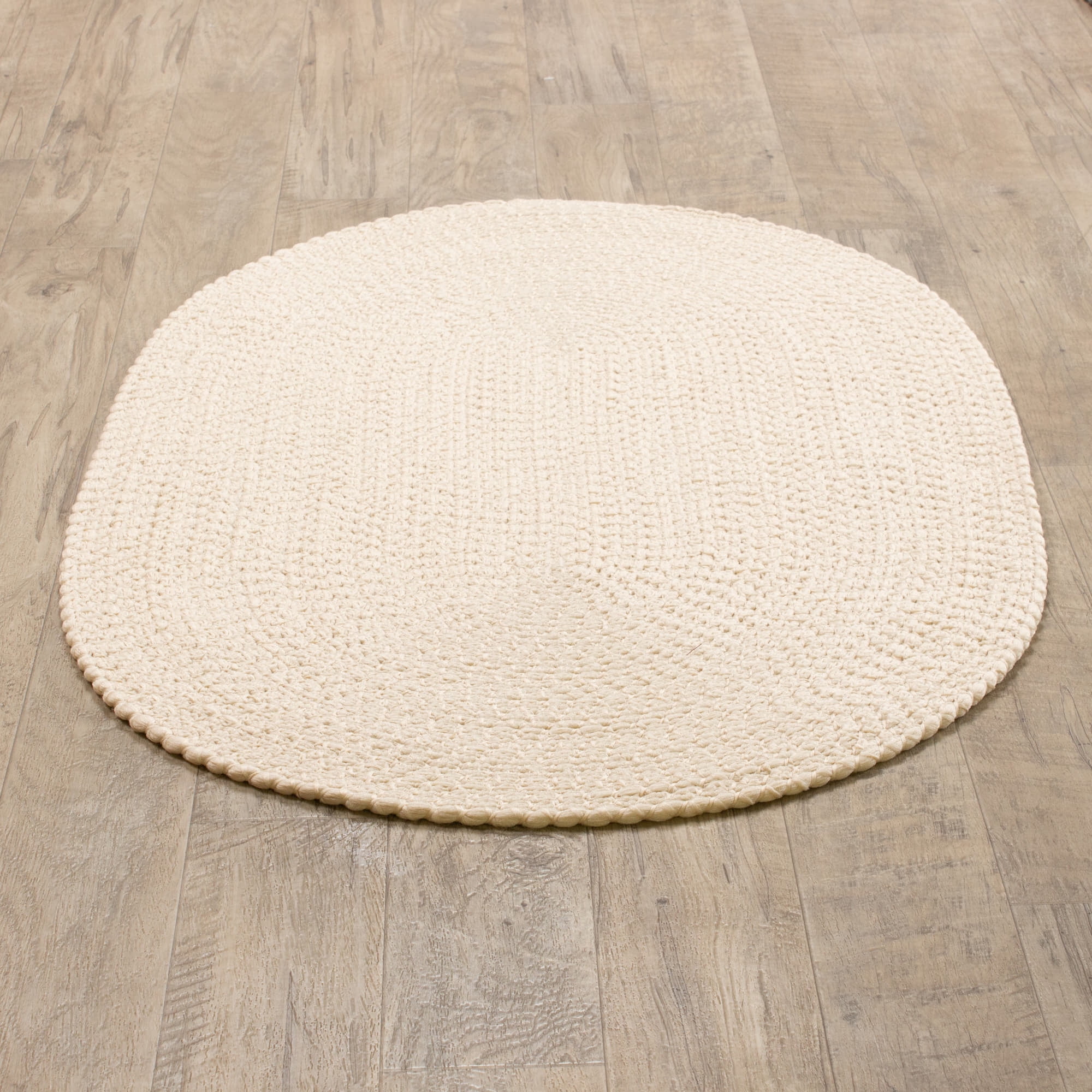 Super Area Rugs Beige Knobby Braided Rug, 4' x 6', Reversible, Easy to ...