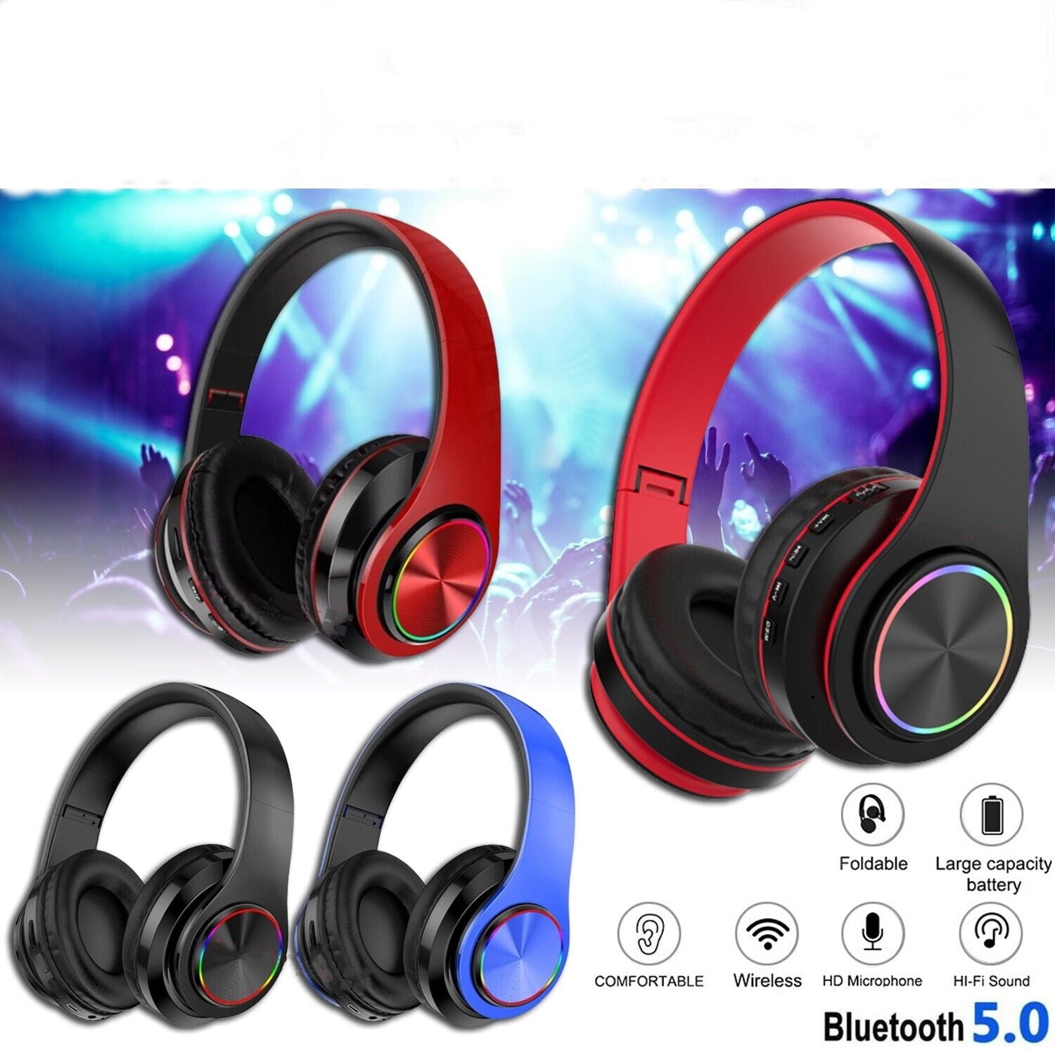 Super Bass Wireless Bluetooth Headphones Foldable Stereo Earphones ...