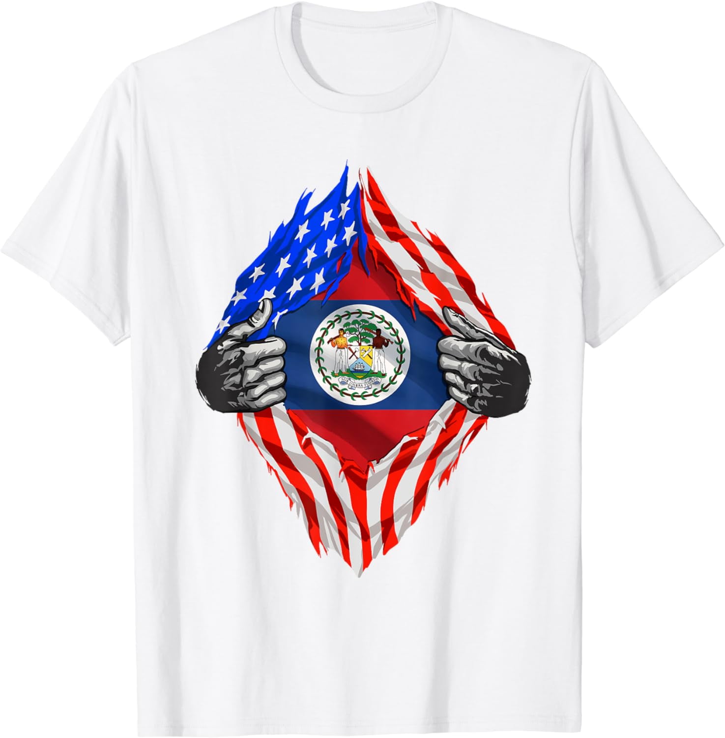 Super Belizean Heritage Belize Roots USA Flag T-Shirt - Walmart.com