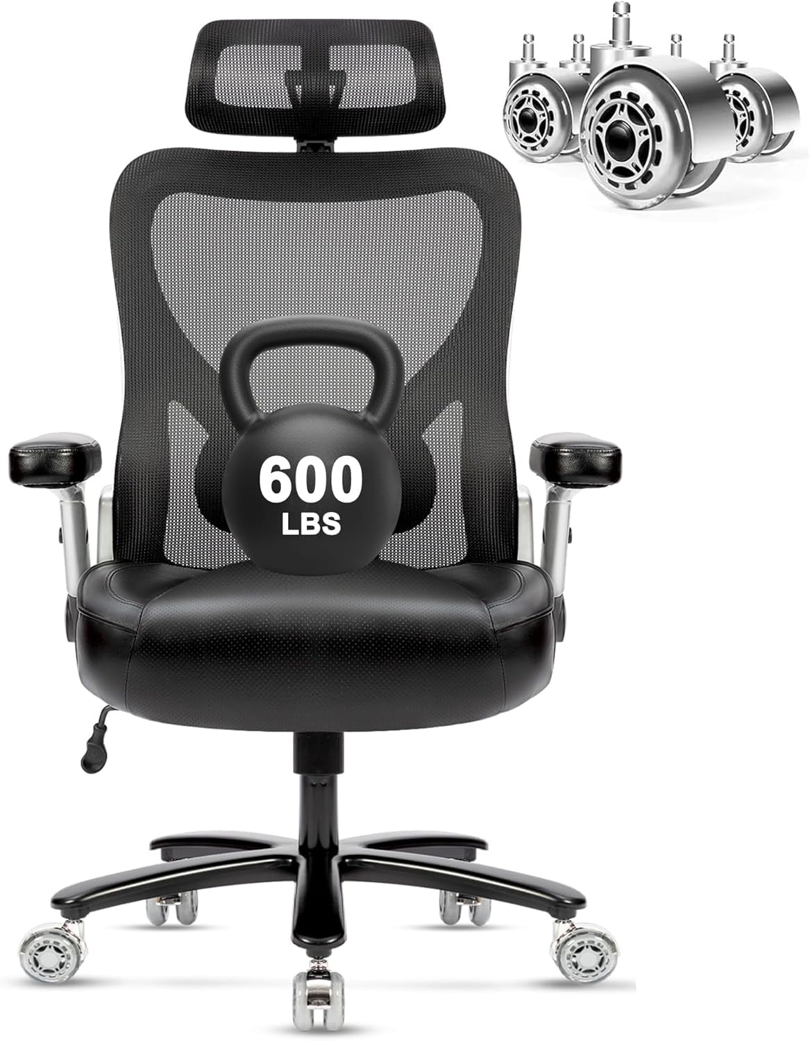 Super Big and Tall Office Chair 600lbs- Heavy Duty Executive Computer ...
