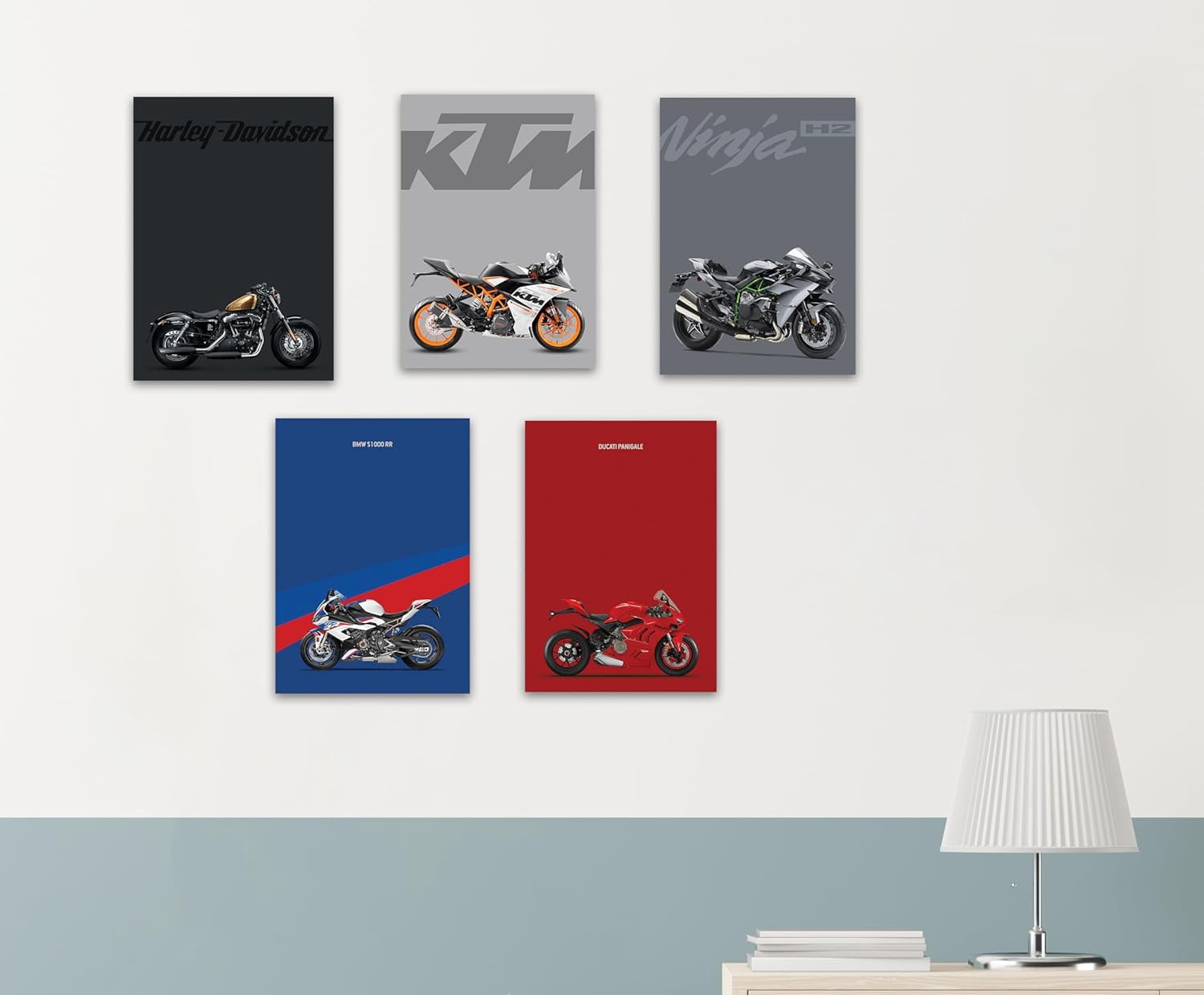 Super Bike Vertical Canvas Wall Paper Poster Pack - Set of 5, A4 Size ...