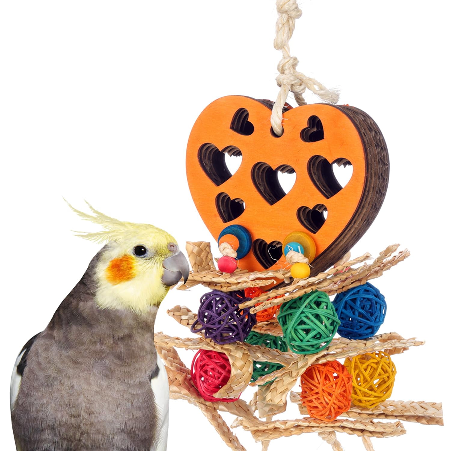 Super Bird Creations SB1207 Foraging Heart Bird Toy - Wooden Heart with ...