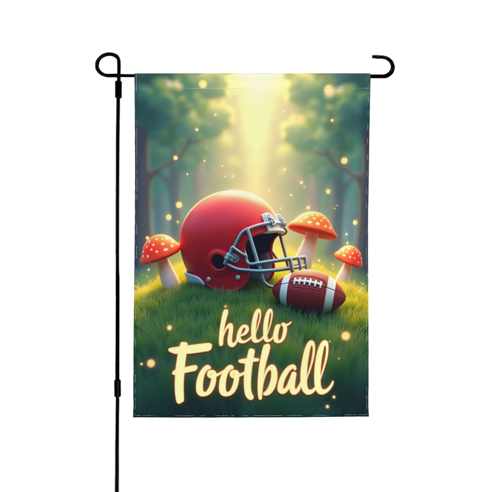 Super Bowl Hello Football Garden Flag 12.5x18 Double Sided, Burlap ...