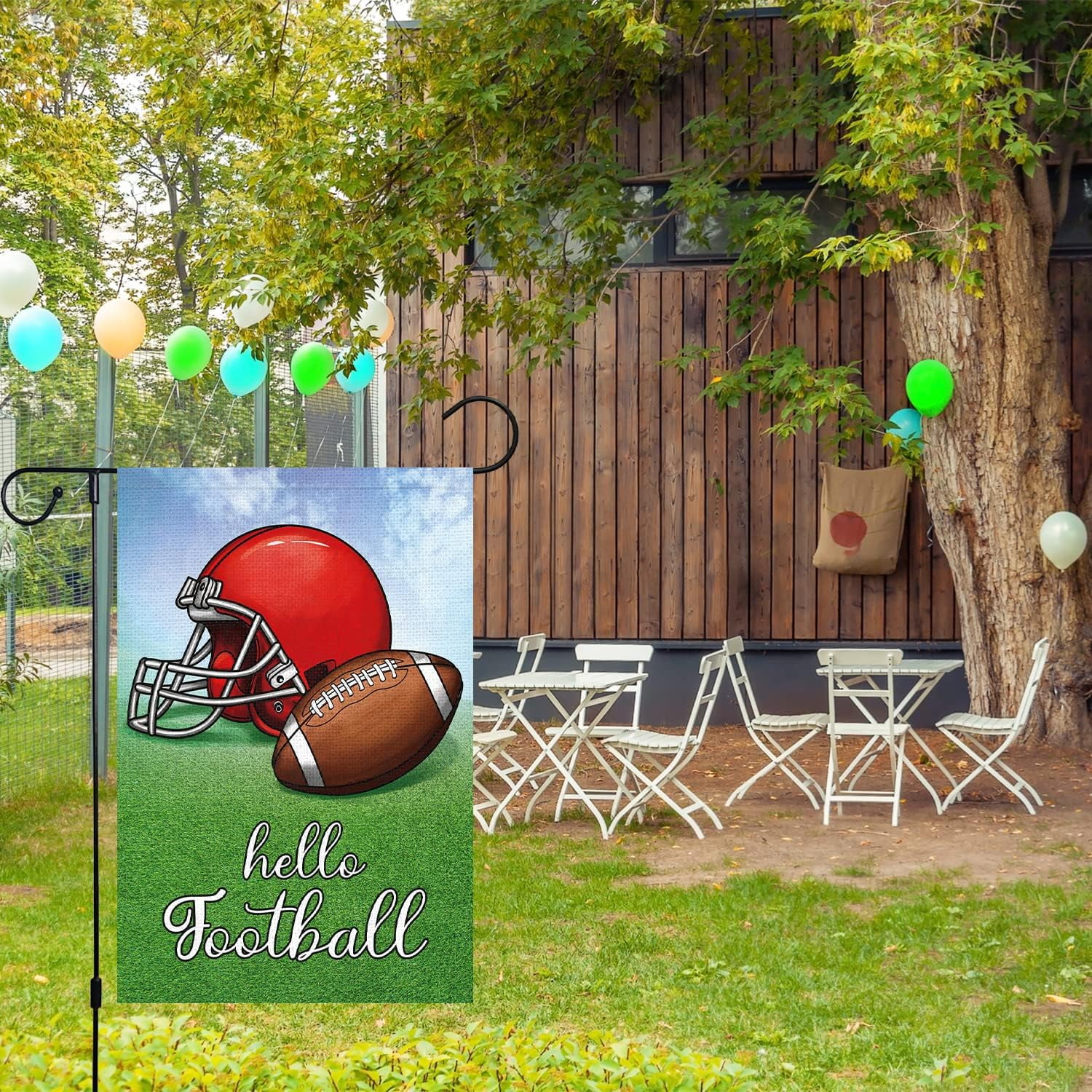Super Bowl Hello Football Garden Flag 12x18 , Burlap Small Vertical ...
