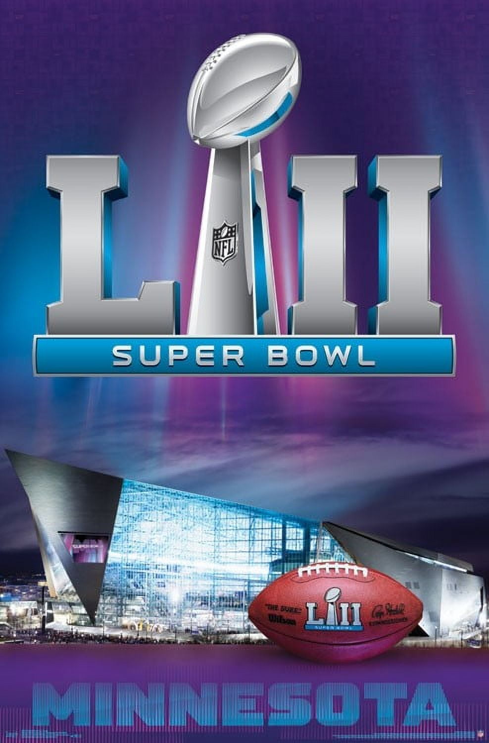 Super Bowl LII - Logo Laminated Poster Print (22 x 34) - Walmart.com