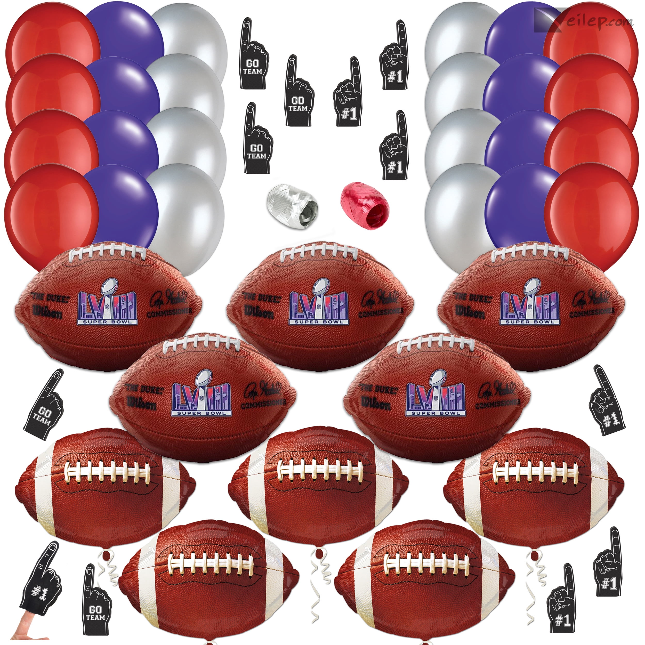 Super Bowl LIX 59 Mega Football Party 48pc Balloon Pack, Black Silver ...