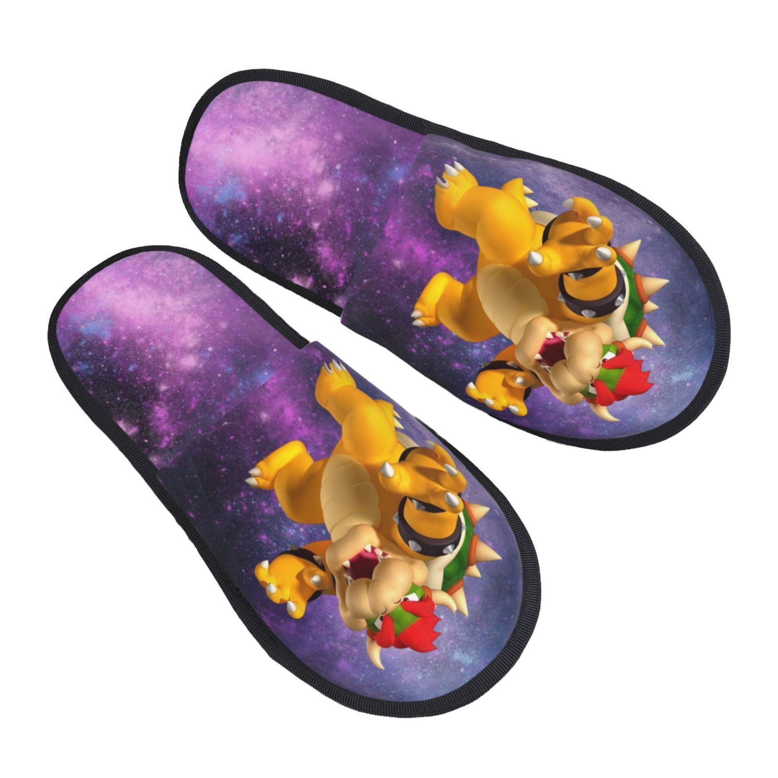 Super Bowser Furry Slippers For Men Women Fuzzy House Slippers Winter Anti-Slip Indoor And ...