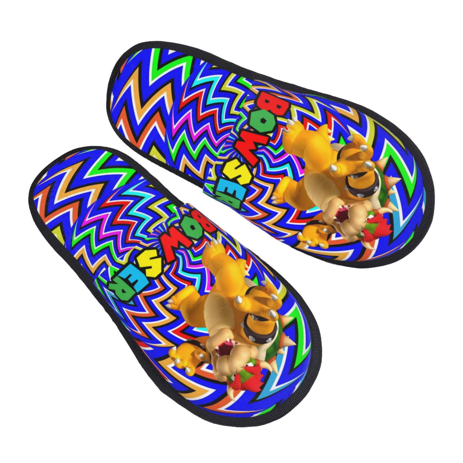 Super Bowser Furry Slippers For Men Women Fuzzy House Slippers Winter ...