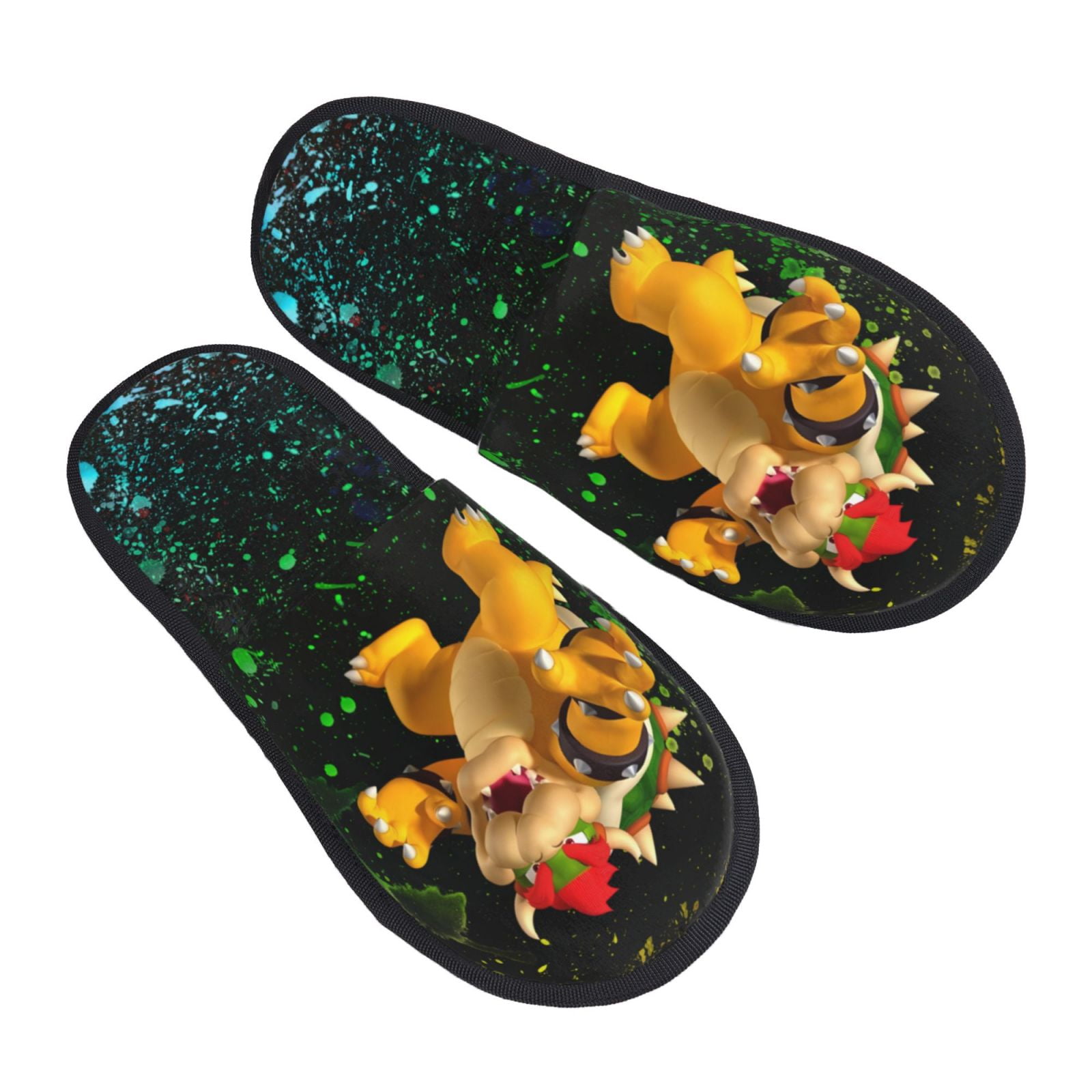 Super Bowser Furry Slippers For Men Women Fuzzy House Slippers Winter Anti-Slip Indoor And ...