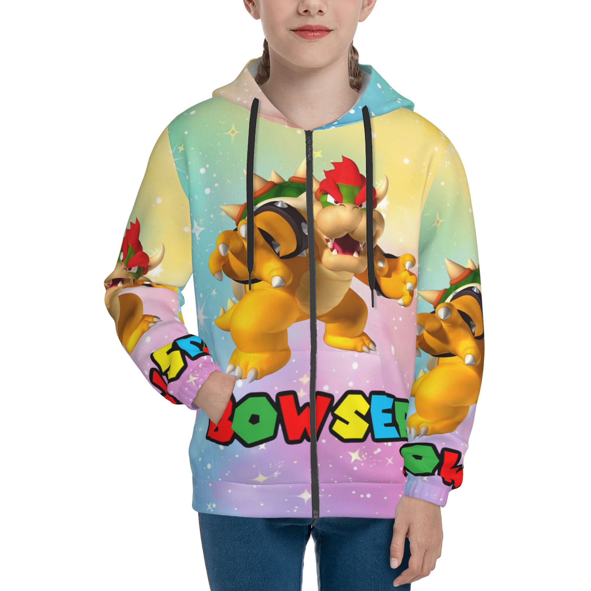 Super Bowser Teens Boys Girls Zip Up Hoodies 3d Print Long Sleeve ...