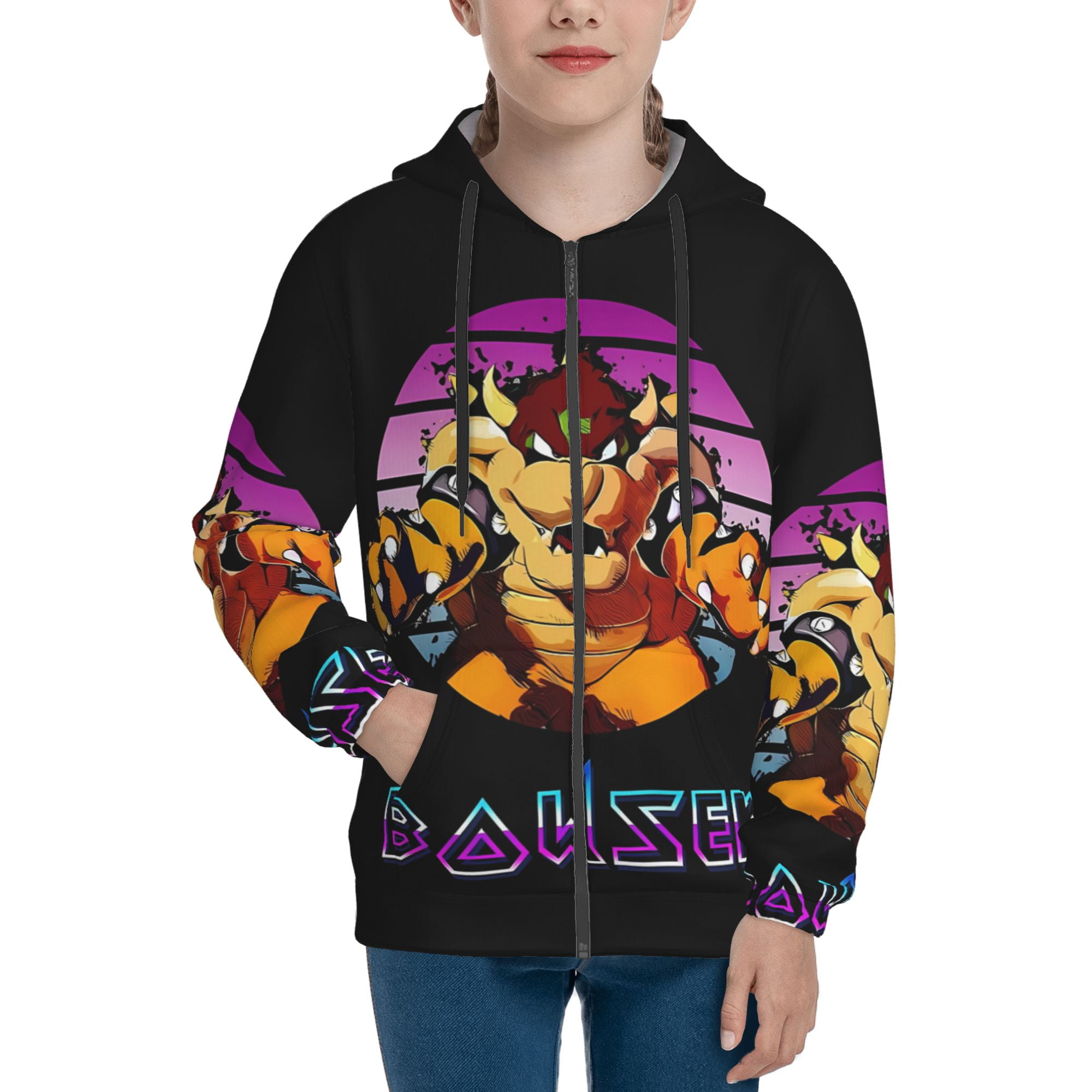 Super Bowser Teens Boys Girls Zip Up Hoodies 3d Print Long Sleeve ...