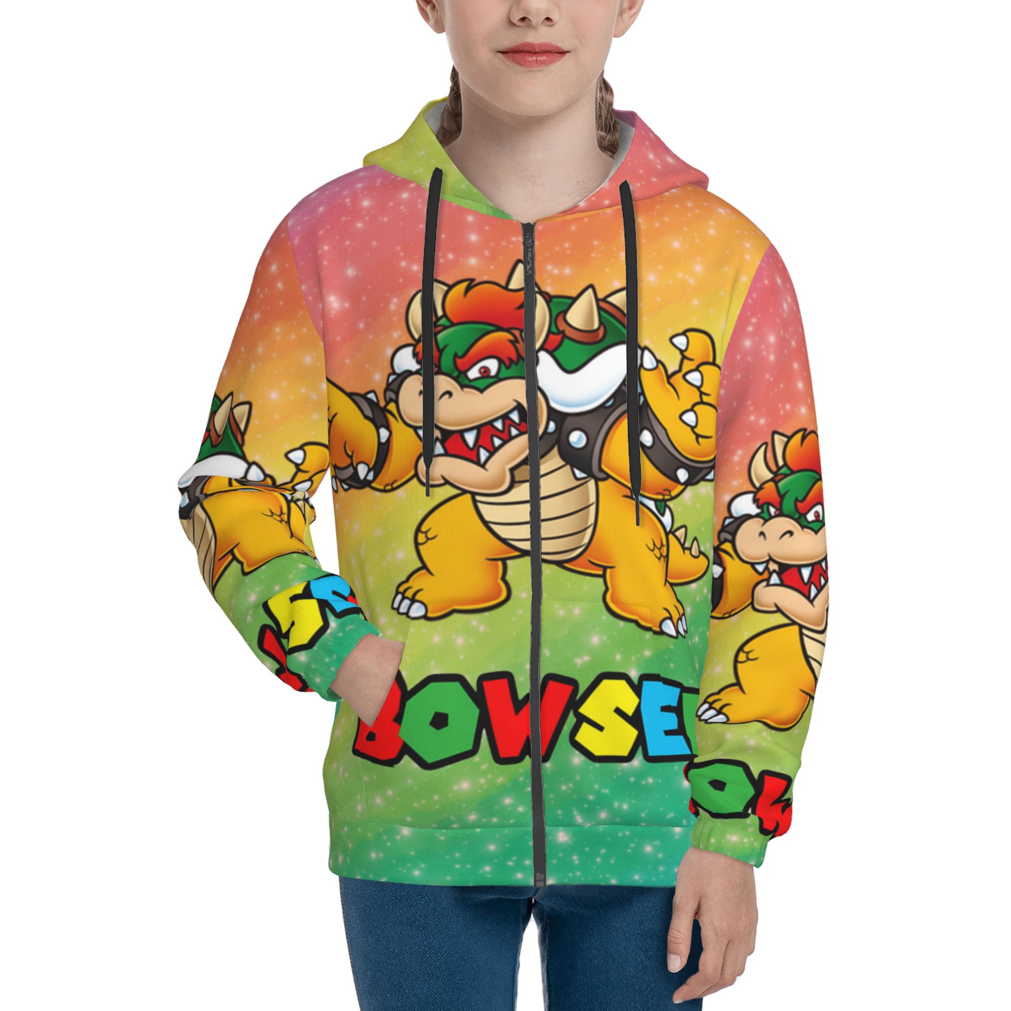 Super Bowser Teens Boys Girls Zip Up Hoodies 3d Print Long Sleeve ...