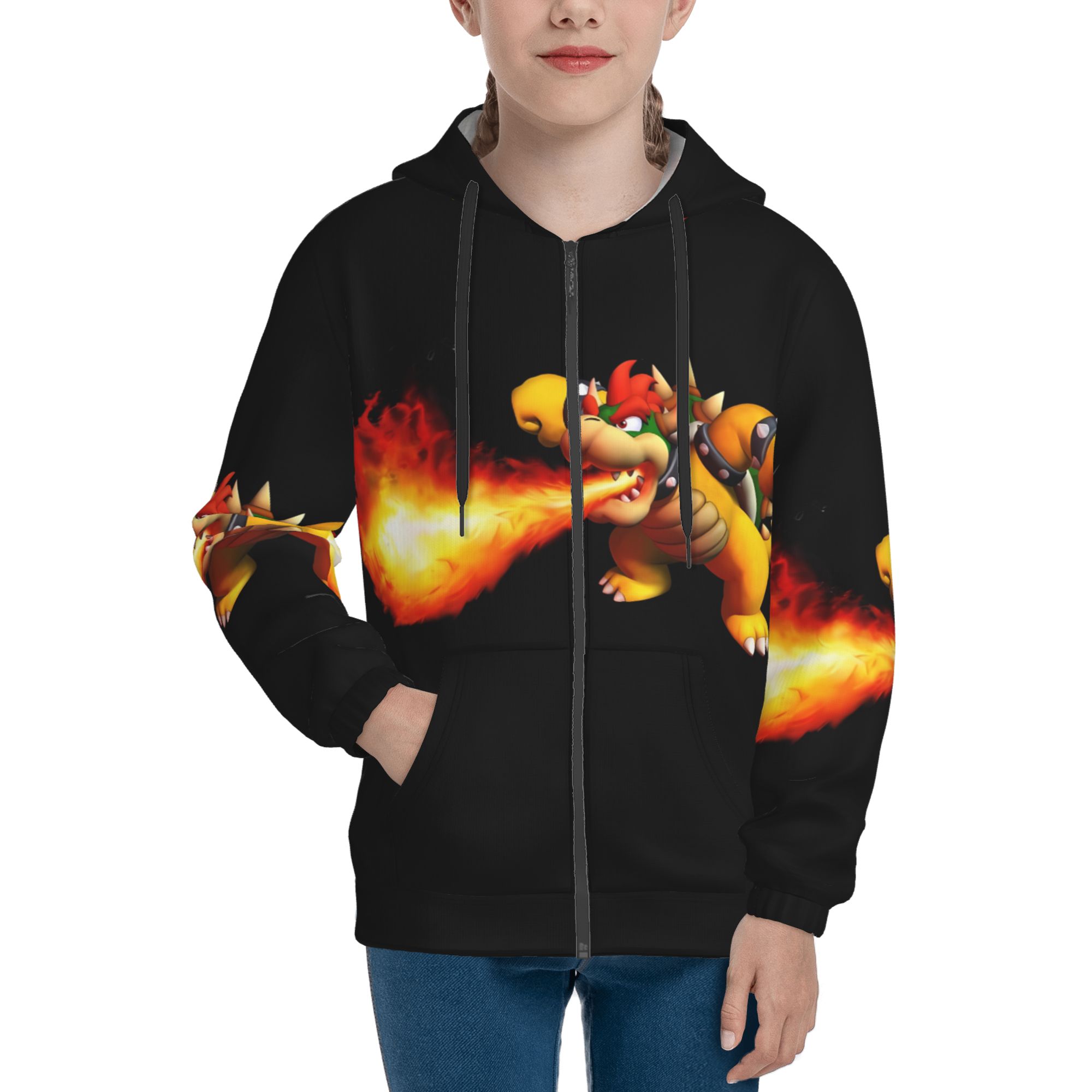 Super Bowser Teens Boys Girls Zip Up Hoodies 3d Print Long Sleeve ...