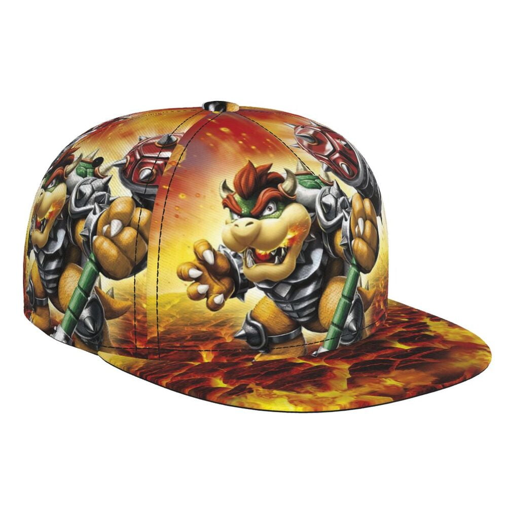 Super Bowser Unisex Flat Brim Cap Fashion Adjustable Fitted Hat ...