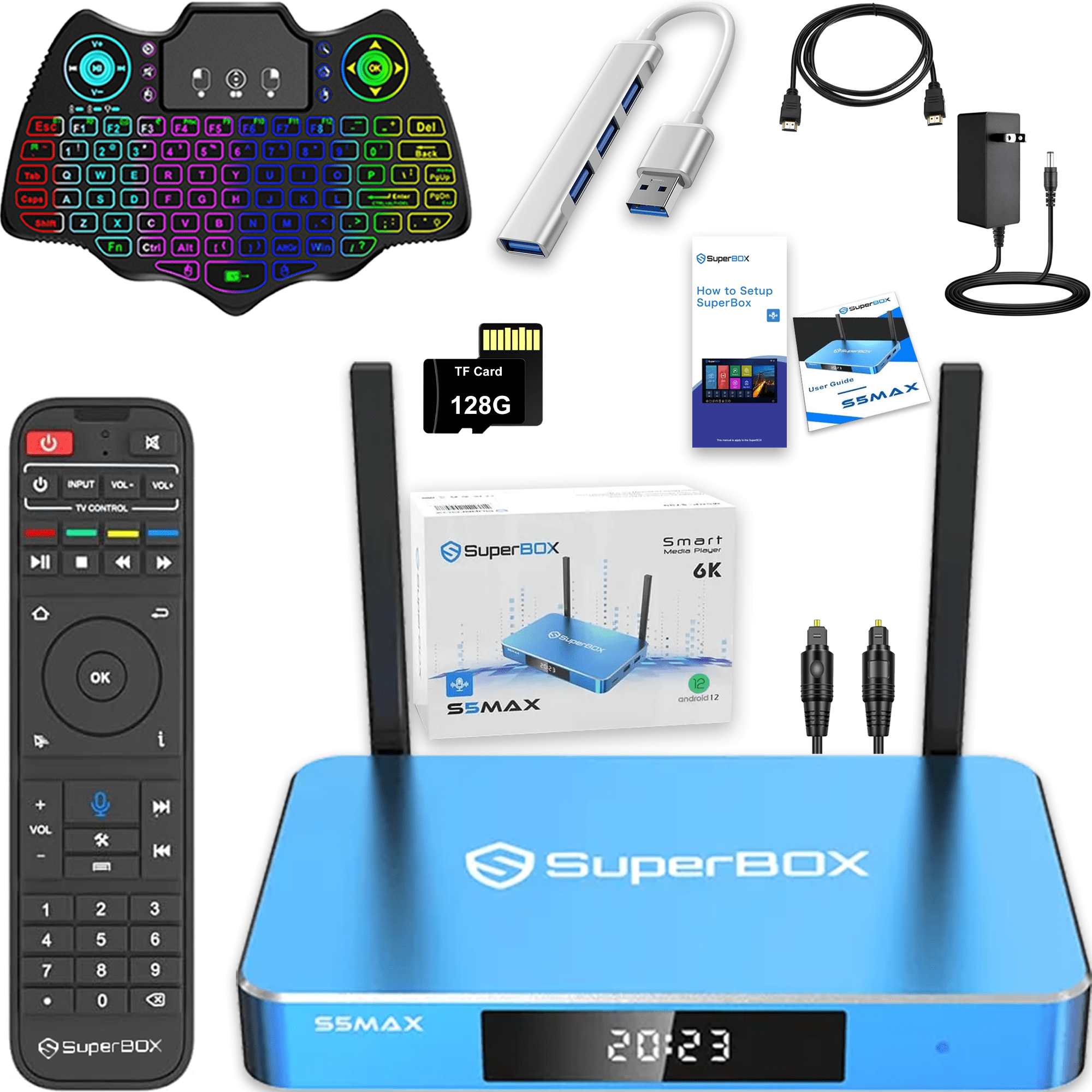 Super Box S5 Max 2025 Bundle Full Loaded, with Upgraded Voice Command and Accessories Pack, 6K ...