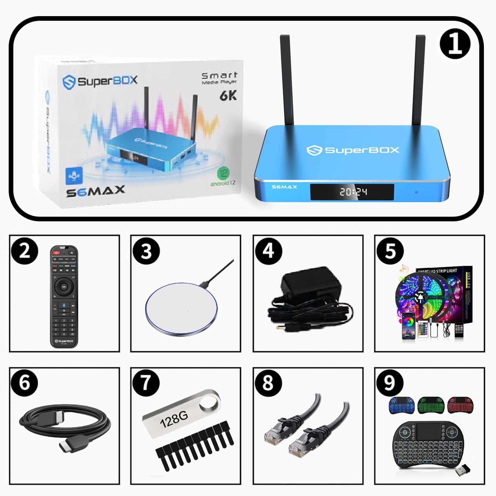 Super Box S6 Max 6k Streaming Media Player with Voice Remote and Mini ...