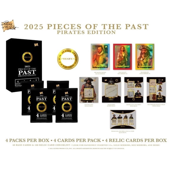 Super Break 2025 Pieces of the Past Pirates Edition Trading Card Box (4 ...