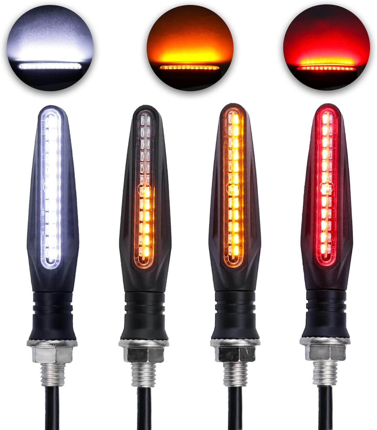 Super Bright 4PCS Motorcycle Indicators Flowing Turn Signal Brake ...