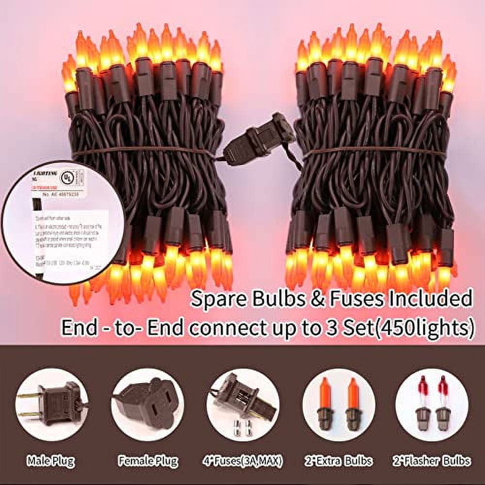 Super-Bright Extendable Orange Christmas Lights Decoration 300Lights 63 ...