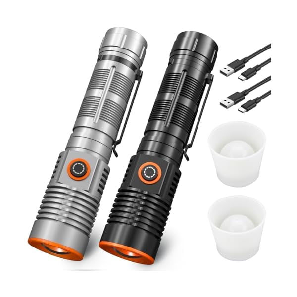 Super Bright Flashlight 20000 Lumens LED Rechargeable Flashlight with ...