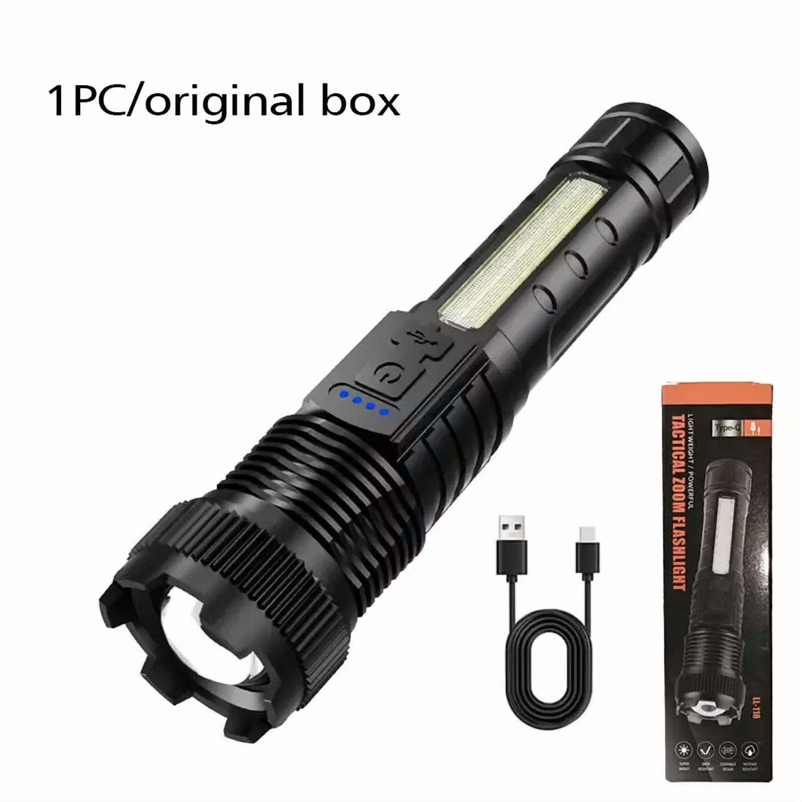 Super Bright Flashlight Built-in Battery USB C Rechargeable LED Flashlights 500000LM High Power ...