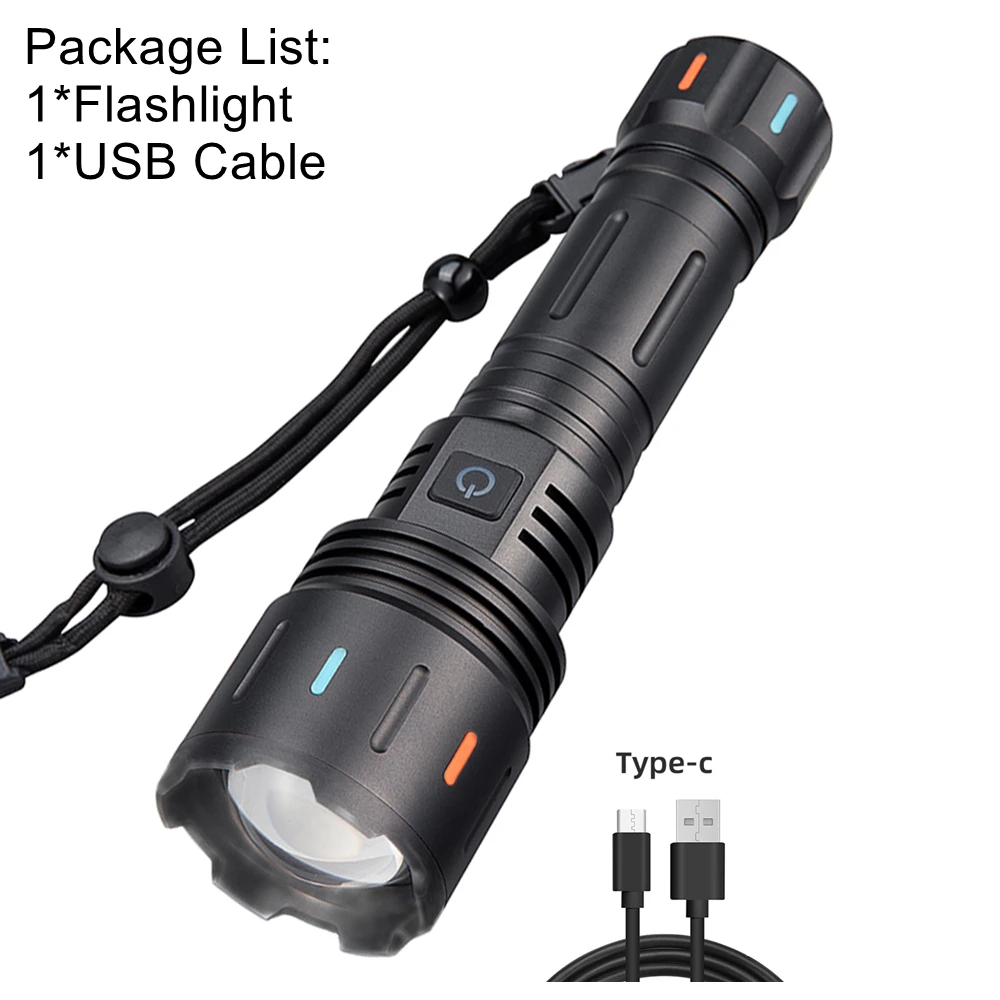 Super Bright Flashlight with Power Bank Long Range High-Power Type-c ...