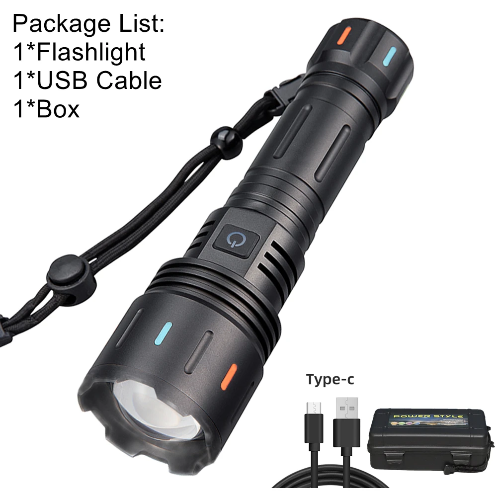 Super Bright Flashlight with Power Bank Long Range High-Power Type-c ...