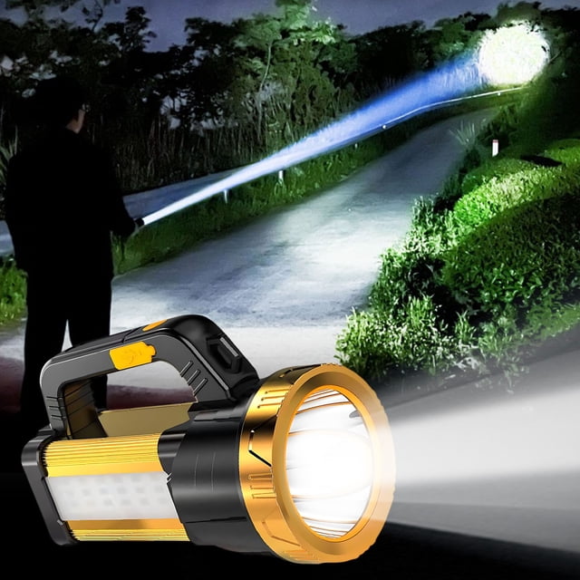 Super Bright Handheld Flashlight,Powerful Searchlight Beam,Rechargeable ...