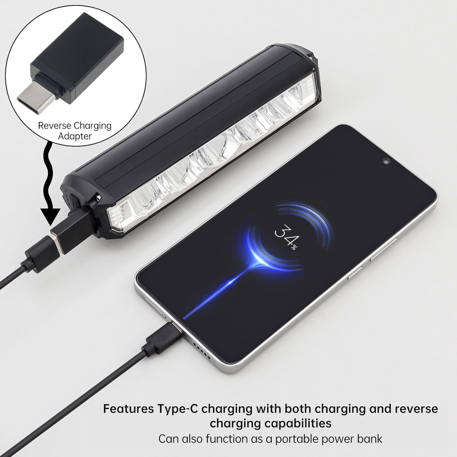 Super Bright LED Bike Light, 5600 Lumen,10000mAh Power Bank & USB-C ...