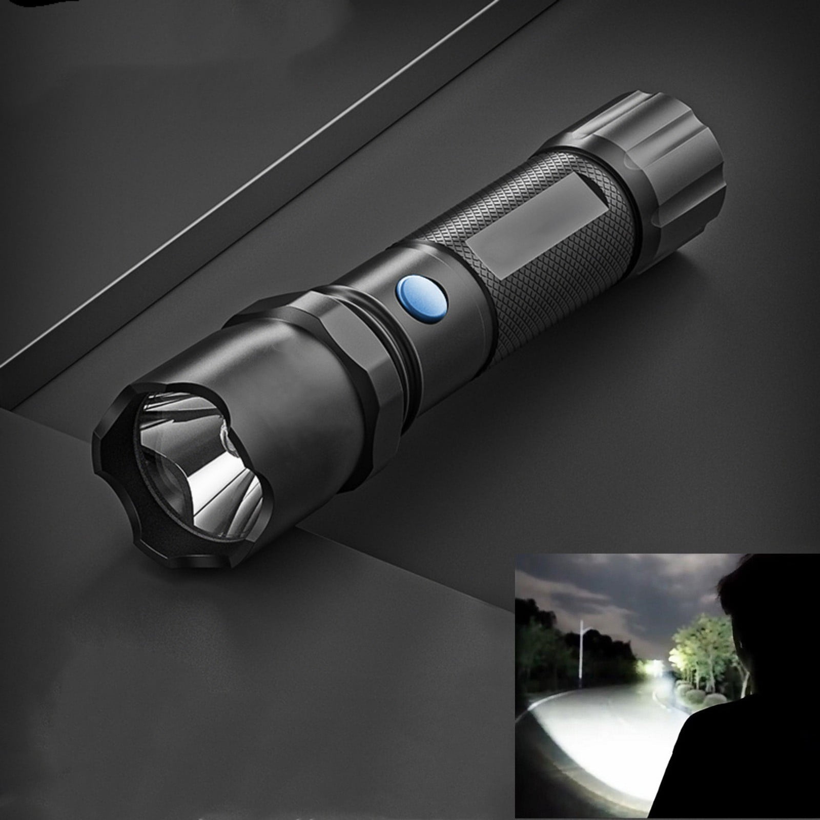 Super Bright LED Flashlight, Powerful Handheld Light, Rechargeable 4 ...