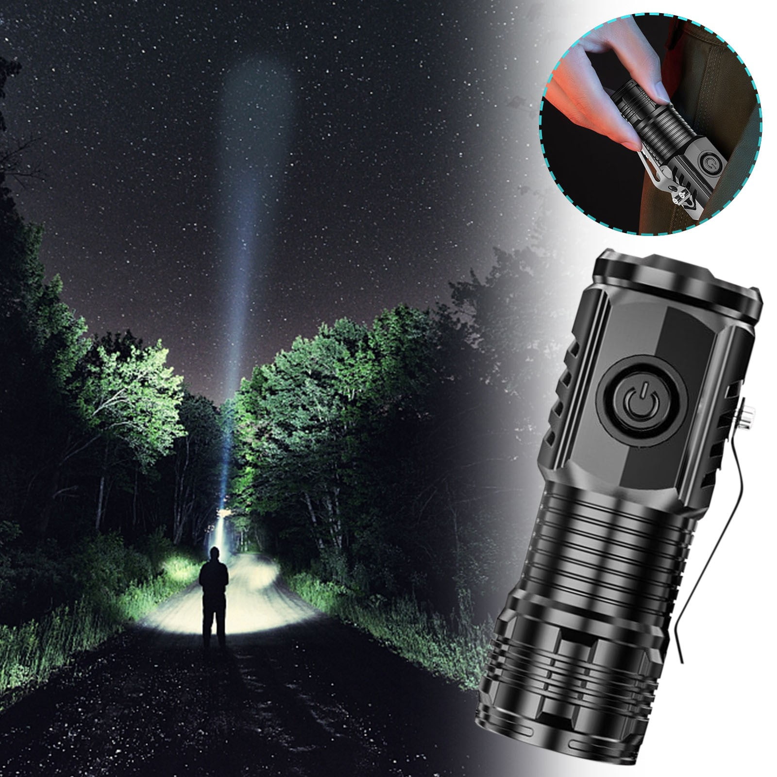 Super Bright LED Flashlight, Rechargeable Mini Lantern, Waterproof ...