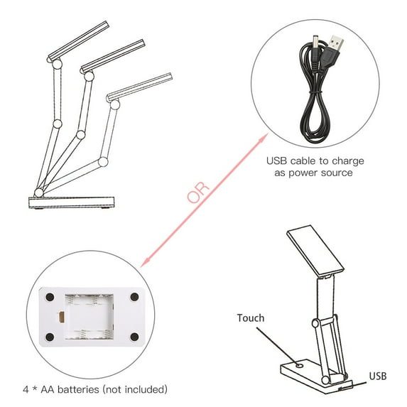 Super Bright LED Lights Portable Desk Lamp Travel Lamp: Foldable, Touch ...