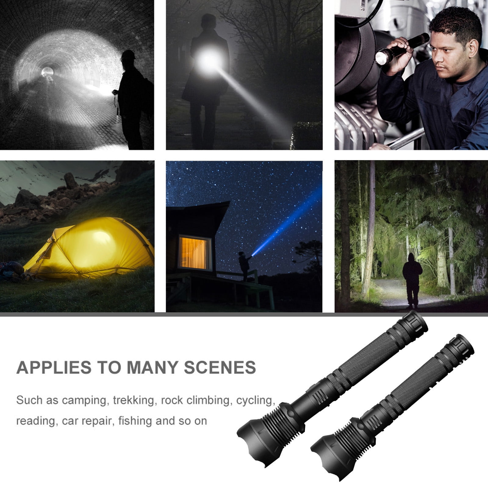 Super Bright LED Rechargeable Flashlight 3280ft Beam IPX6 Waterproof ...