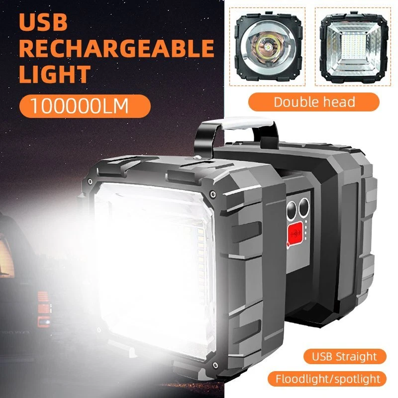 Super Bright LED Searchlight Rechargeable Handheld Spotlight Flashlight ...