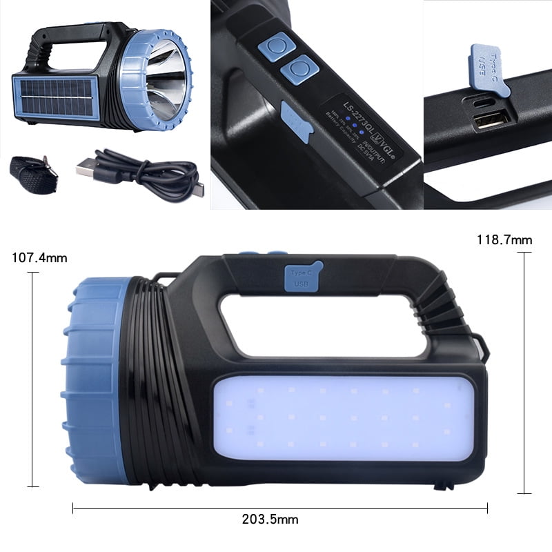 Super Bright LED Spotlight Rechargeable Flashlight Handheld Spotlight ...