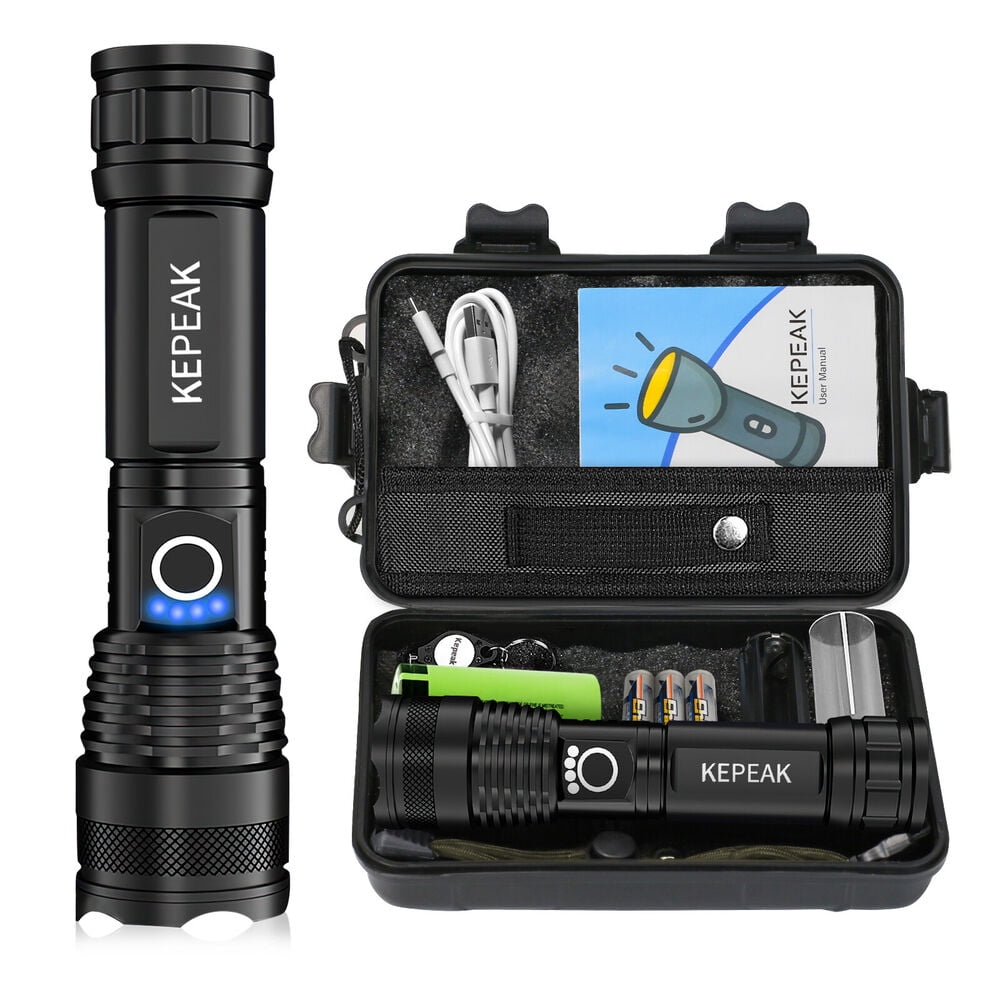 Super-Bright Lamp LED Tactical Flashlight Zoom Torch w/ Rechargeable ...