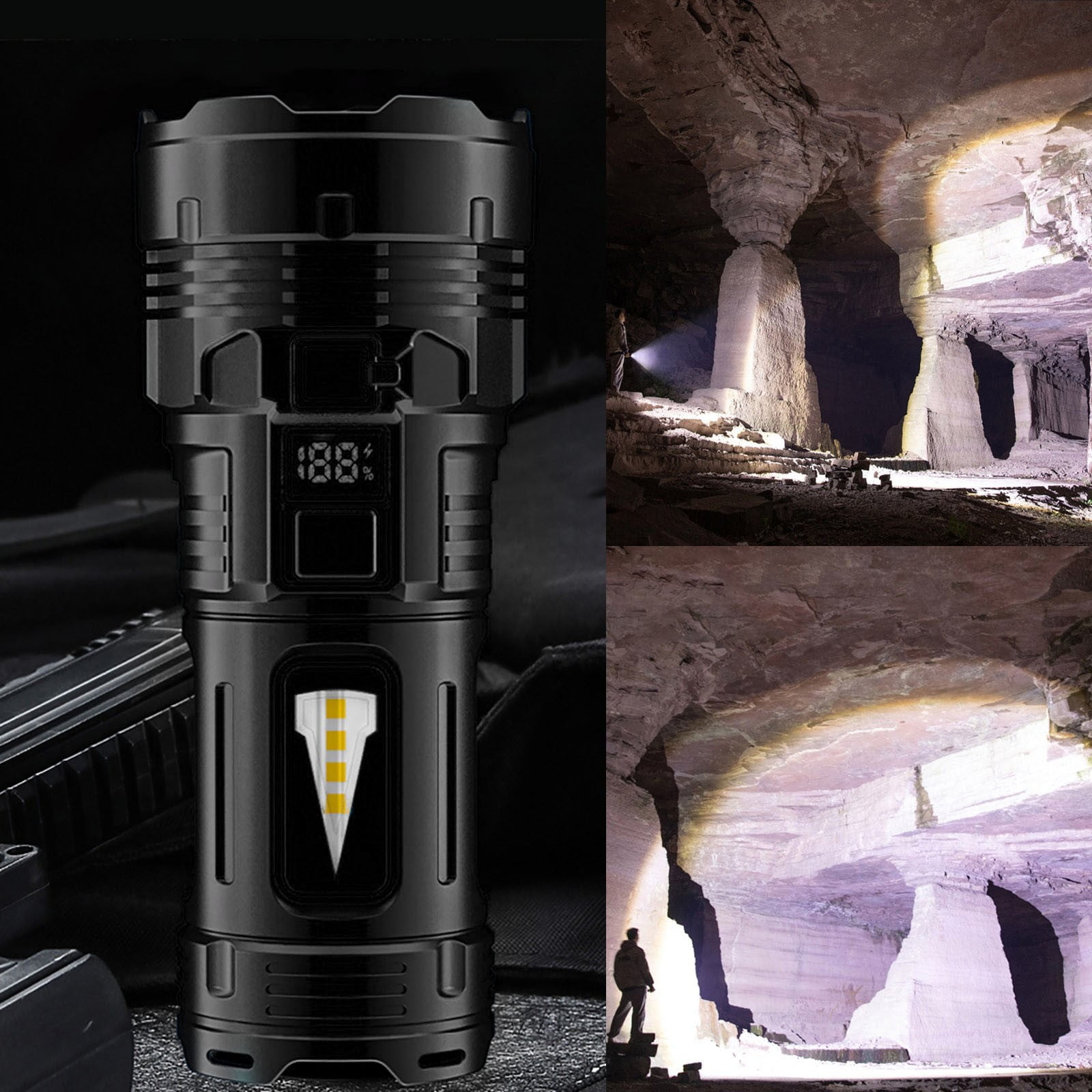 Super Bright Long Range Rechargeable Flashlight, Outdoor Strong Light ...