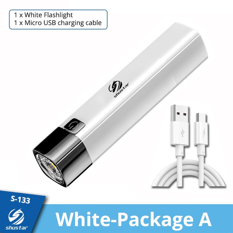 Super Bright Mini LED Flashlight Rechargeable Torch ABS Lightweight ...