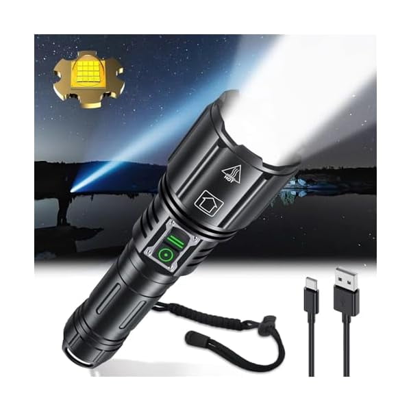 Super Bright Rechargeable Flashlight 1200000 High Lumens,Led Powerful ...