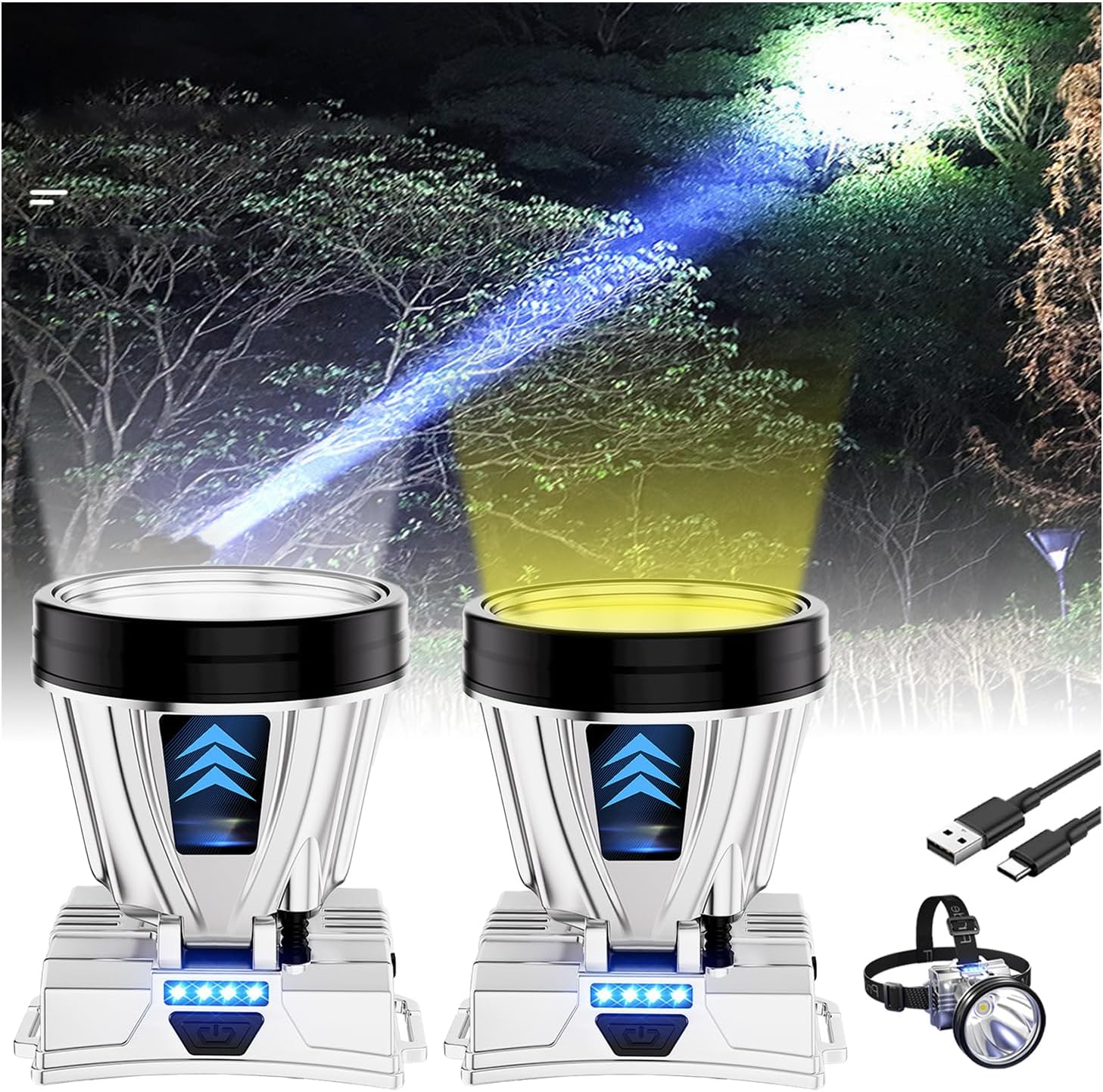 Super Bright Rechargeable High Power Headlamp, 2023 New LED Headlamp ...