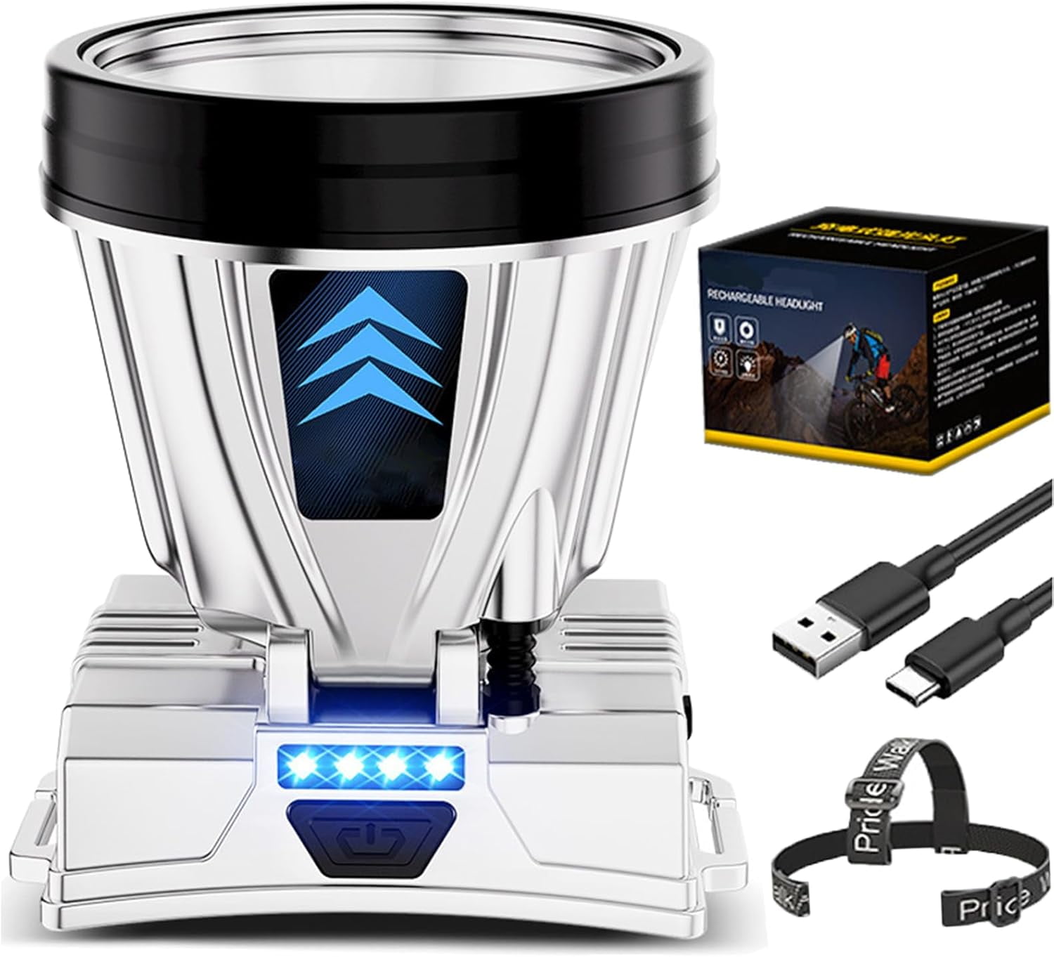 Super Bright Rechargeable High Power Headlamp, 2024 Brightest Headlamp ...