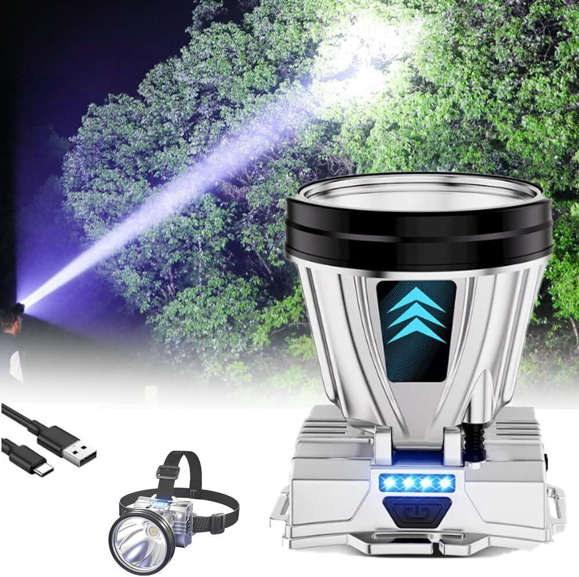 Super Bright Rechargeable High Power Headlamp, Outdoor LED Spotlight ...
