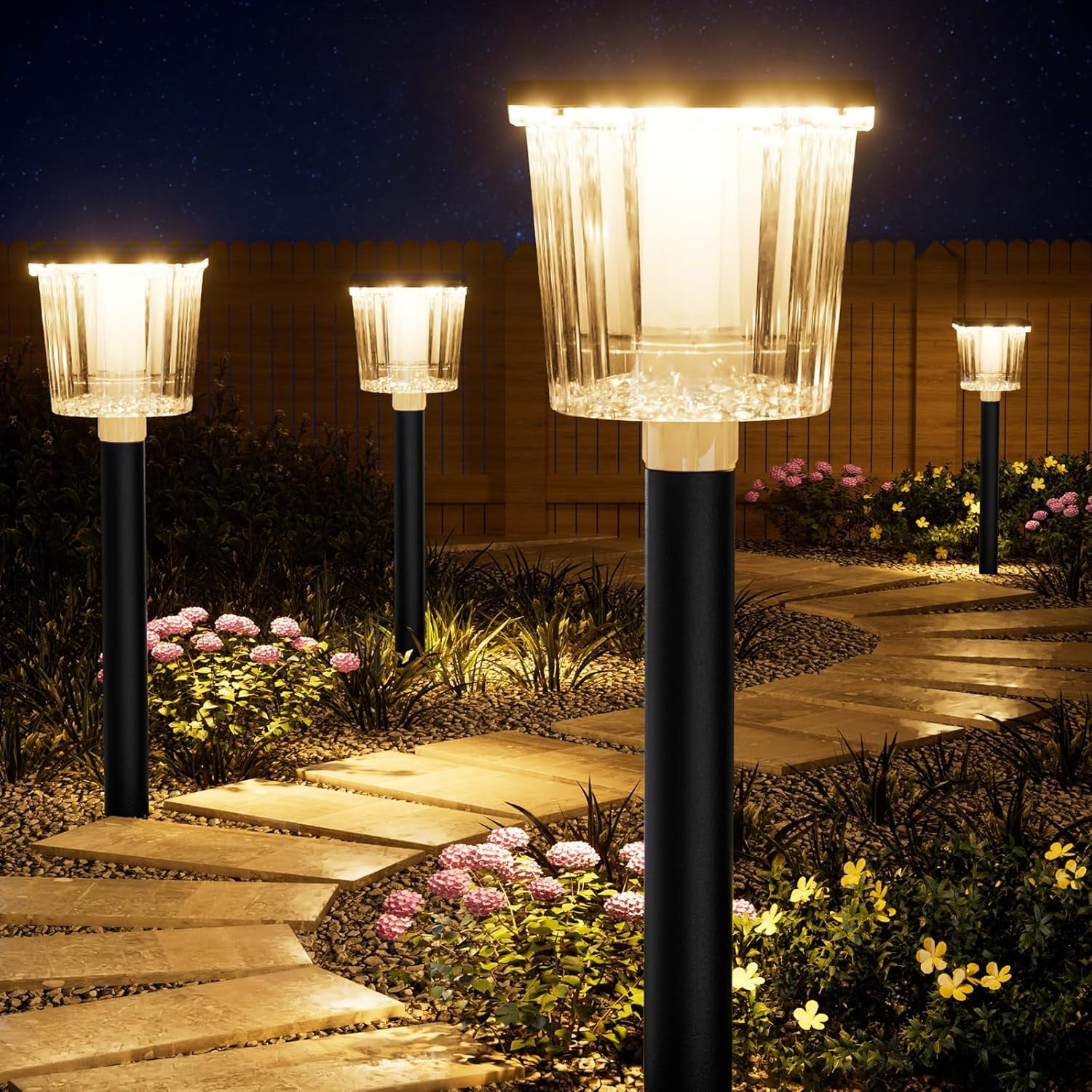 Super Bright Solar Pathway Lights Outdoor Powered 8 Pack,Adjustable ...