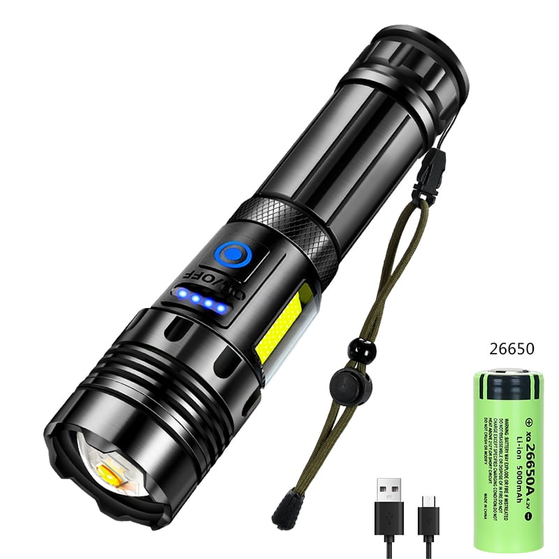 Super Bright XHP70 LED Tactical Flashlight with USB Power Bank ...