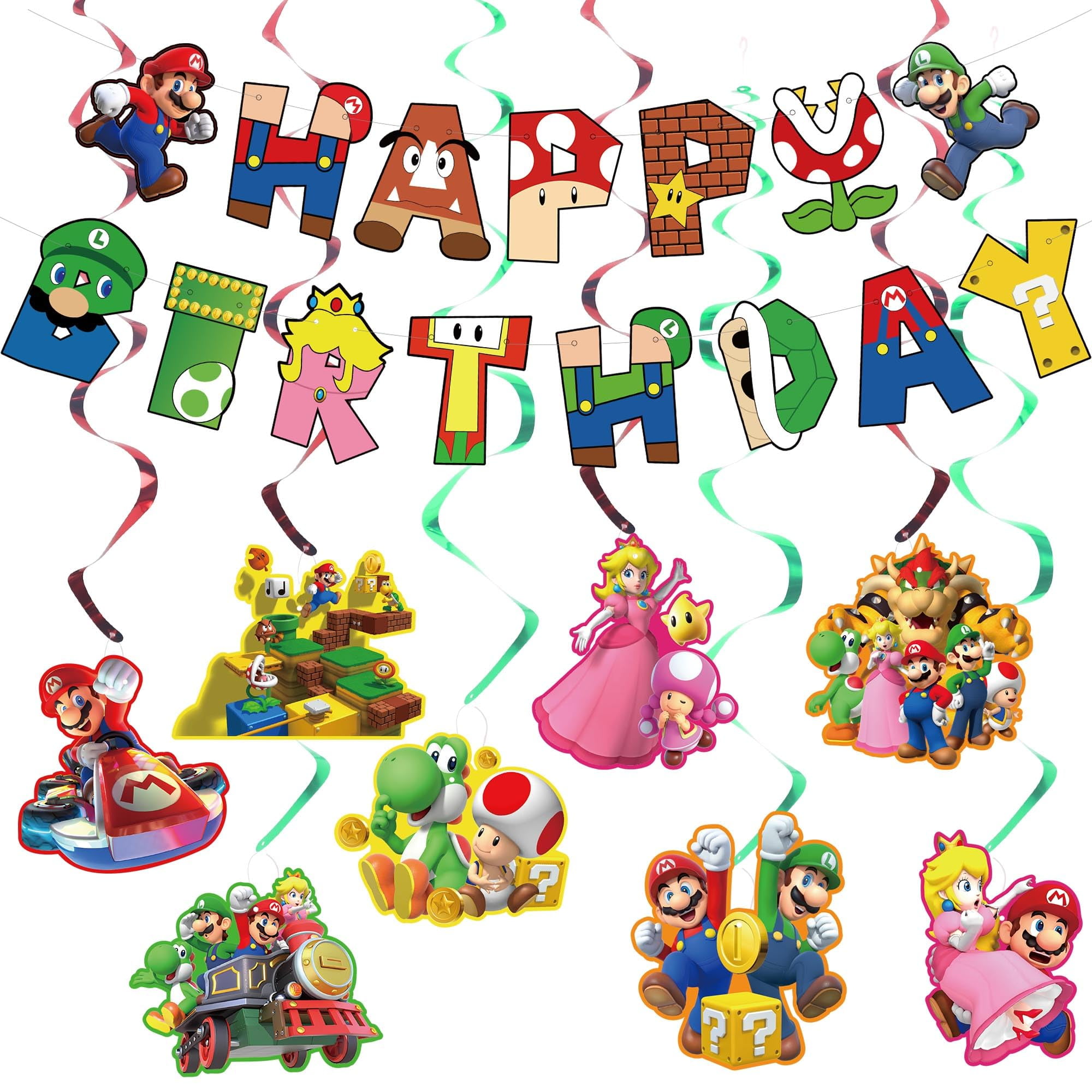 Super Bro Party Favors CM31 Decorations - Includes Banner/8pcs Hanging ...