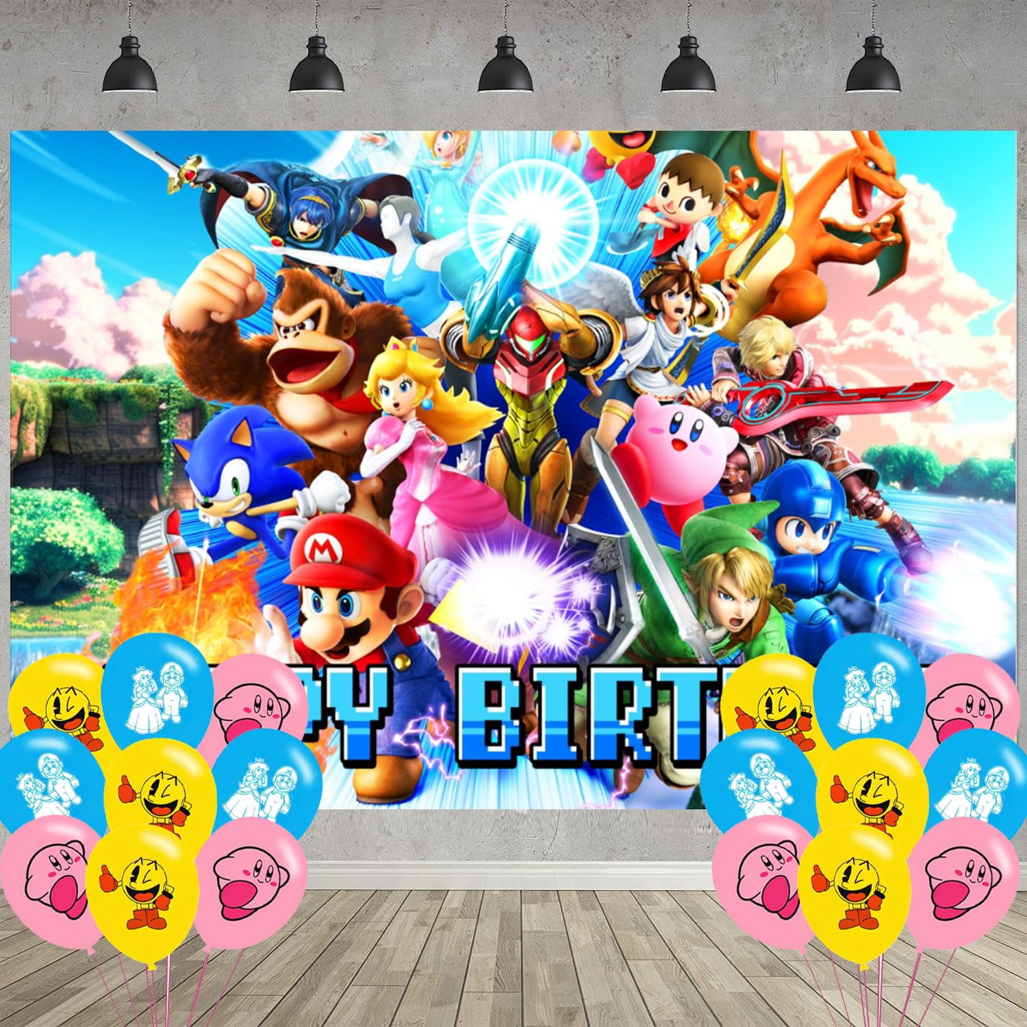 Super Bros Birthday Party Decoration,Smash Bros Party Photo Background ...